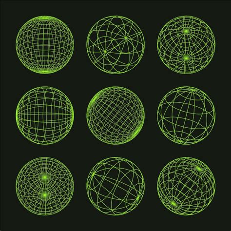 Premium Vector Wireframe Shapes Lined Sphere Perspective Mesh D Grid Low Poly Geometric