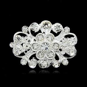 PCS Silver Crystal Rhinestone Brooch Pins Wedding Favor Brooch Gift Decor Invitation