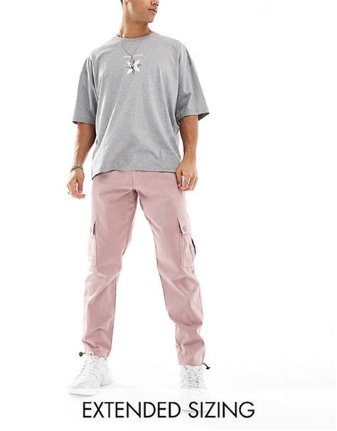 Asos Design Tapered Cargo Trouser In Dusty Rose Asos