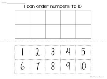 Ordering Numbers 1 10 By That Teacher Mrs Lewis TpT