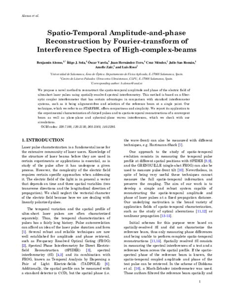 Pdf Spatiotemporal Amplitude And Phase Reconstruction By Fourier