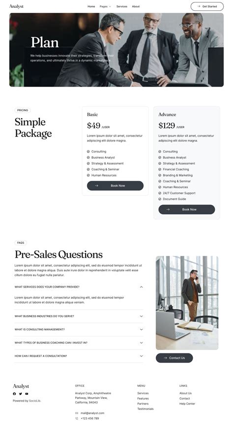 Analyst Business Consulting And Coaching Elementor Template Kit By Sociolib