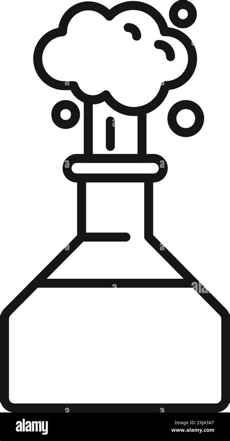 Line Drawing Of A Chemical Reaction Happening Inside A Laboratory Flask