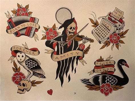 Ahren Stringer Flash Art American Classic Tattoo New Tattoo Designs
