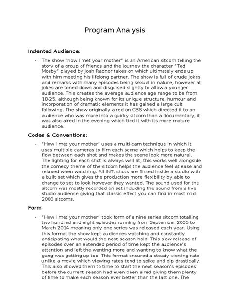 Programme Analysis Pdf Entertainment Entertainment General