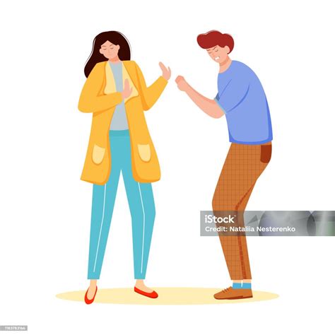 故障關係平面向量圖家庭衝突已婚夫婦糾紛丈夫和妻子吵架男朋友和女朋友爭論孤立的卡通人物在白色背景向量圖形及更多一起圖片 Istock