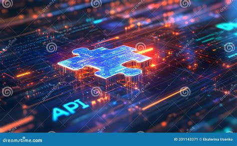Api Integration Concept With Puzzle Piece And Tech Background Stock