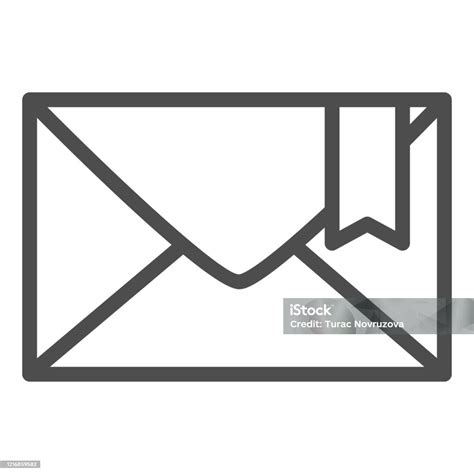 信封線圖示帶有書籤磁帶符號的電子郵件或信件 在白色背景上勾勒出樣式象形圖用於行動概念和網頁設計的郵資或商業標誌向量圖形向量圖形及更多互聯網圖片