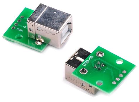 2 X Usb Type B Female Socket Breakout Board 254mm Pitch Adapter