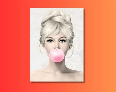 Brigitte Bardot Lady Bubble Gum Poster Blowing Bubble Gum Art Bubble
