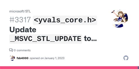 Update `msvcstlupdate` To January 2023 · Issue 3317 · Microsoftstl · Github