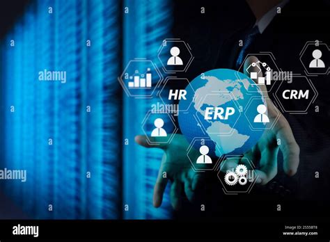 Architecture Of Erp Enterprise Resource Planning System With Connections Between Business