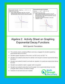Algebra Activity Sheet On Graphing Exponential Decay Functions