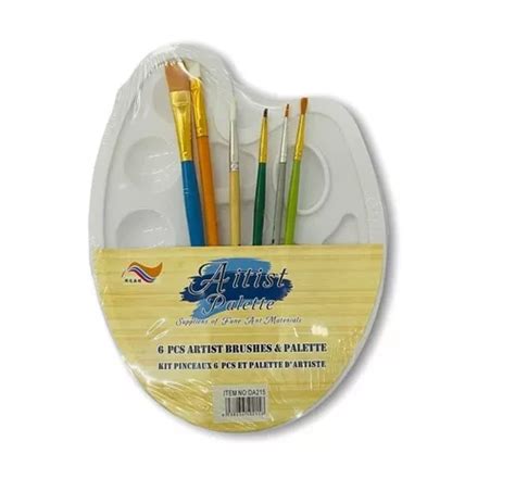 Set Paleta Pintor Plastica Pinceles Trazo Pack X 6 Arte Mebuscar