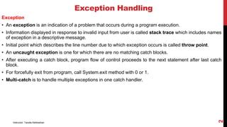 OOP Lecture ExceptionHandling Pptx Programming Languages Computing
