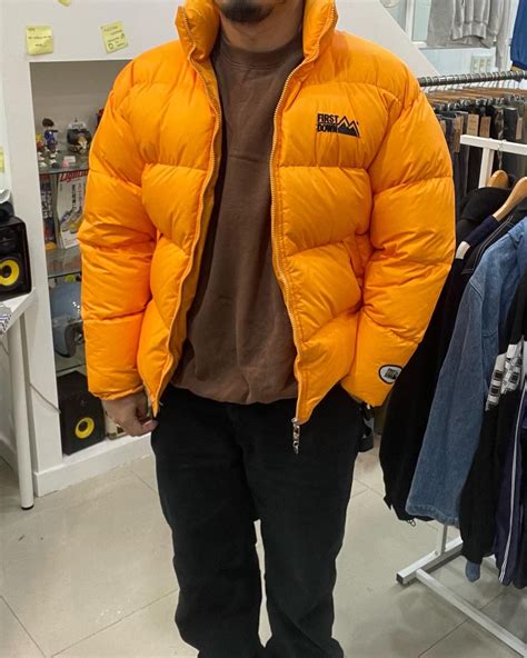 L 퍼스트 다운 빈티지 오렌지 패딩 후루츠패밀리