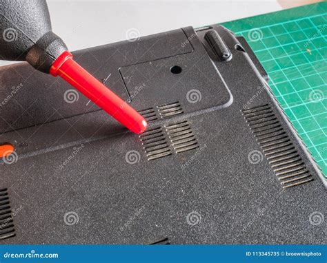 Cleaning Dusty Laptop Fan With Rocket Air Blower Stock Image Image Of