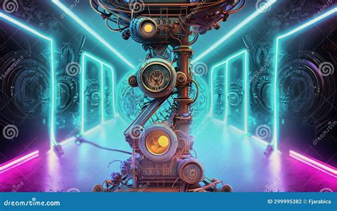 Steampunk Neon Background Stock Illustration Illustration Of Stadium