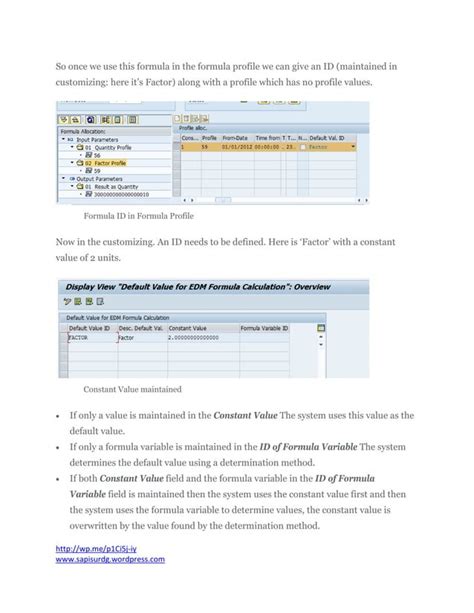 Formula Profile Define Default Values For Input Parameters Pdf