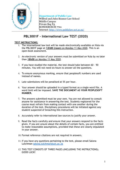 PBL3001F Class Test 11 May 2020 PBL3001H UCT Studocu