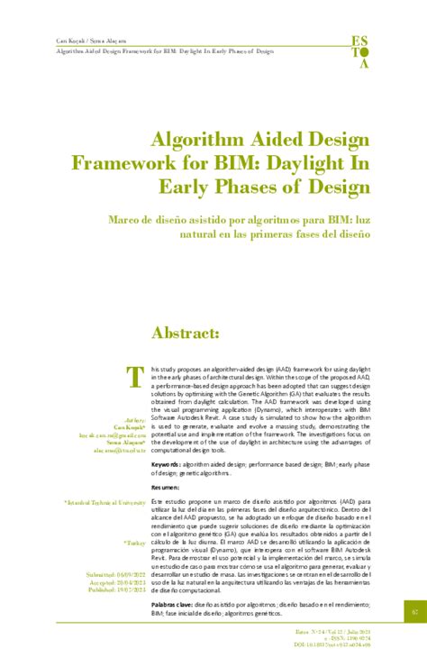 Pdf Algorithm Aided Design Framework For Bim Daylight In Early