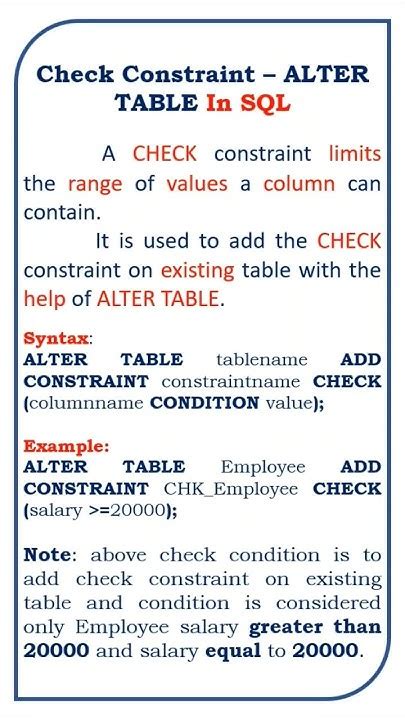 Check Constraint Adding On Existing Table In Sql Coding Currentaffair