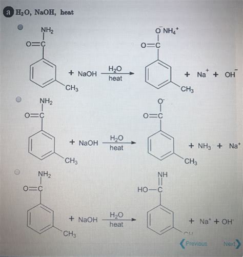 Solved A Ho Naoh Heat Nh2 O Nh4 H20 Heat Naoh Naoh Ch3