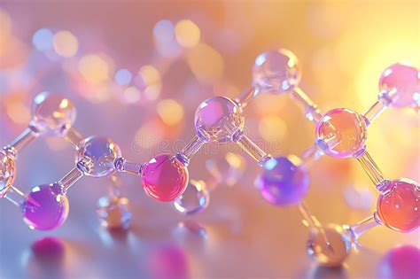 A Close Up Of A Molecular Model Featuring Interconnected Spheres In A Chain Like Stock