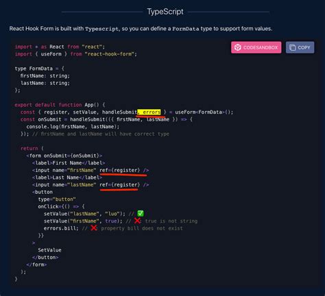 Typescript Type Errors For Existing React Hook Form Properties · Issue