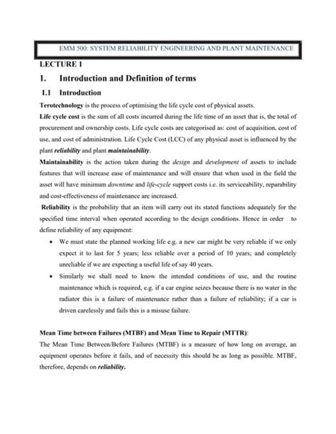 System Reliability Engineering And Plant Maintenance Pdf