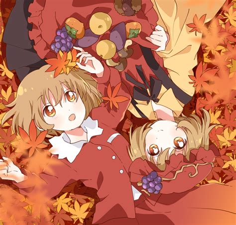Safebooru 2girls D Aki Minoriko Aki Shizuha Apron Apron Basket Arms