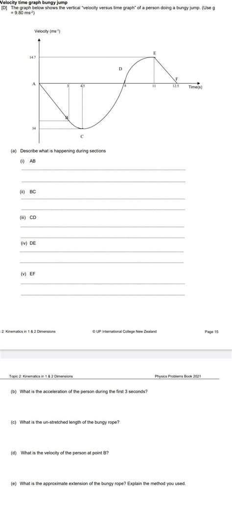Solved Velocity Time Graph Bungy Jump D The Graph Below Chegg