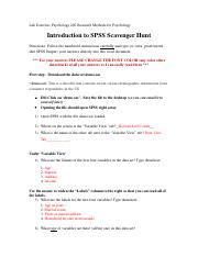 Lab Intro To SPSS FA Docx Lab Exercise Psychology Research Methods For Psychology
