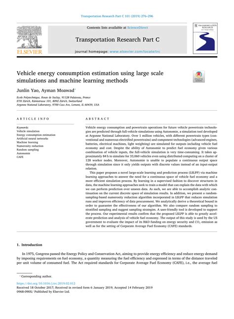 Pdf Vehicle Energy Consumption Estimation Using Large Scale