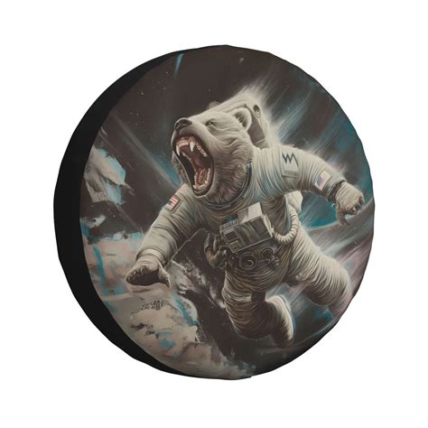 Salouo Astronaut Polar Bear Roar Print Spare Tire Cover 14 17 Inch