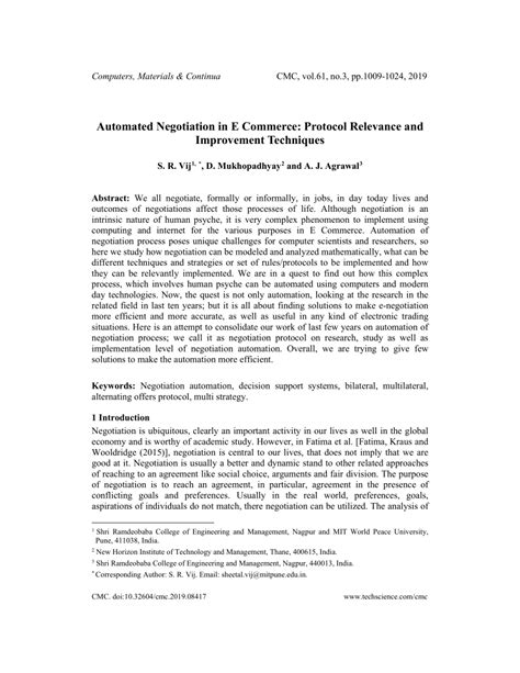 Pdf Automated Negotiation In E Commerce Protocol Relevance And Improvement Techniques