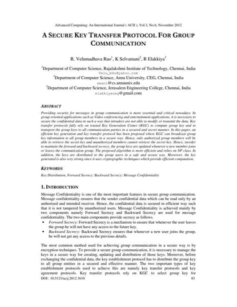 A Secure Key Transfer Protocol For Group Communication Pdf