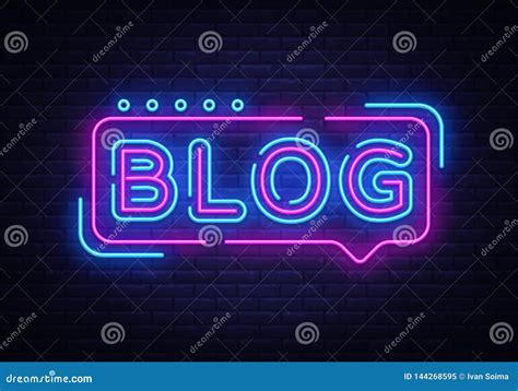 Blog Neon Text Vector Blogging Neon Sign Design Template Modern Trend Design Night Signboard