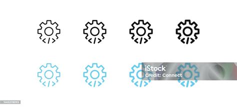 기어 아이콘 소프트웨어 개발 기호 프로그래밍 개발 기호입니다 코딩 아이콘 초점 기호 벡터 기호입니다 Html에 대한 스톡 벡터