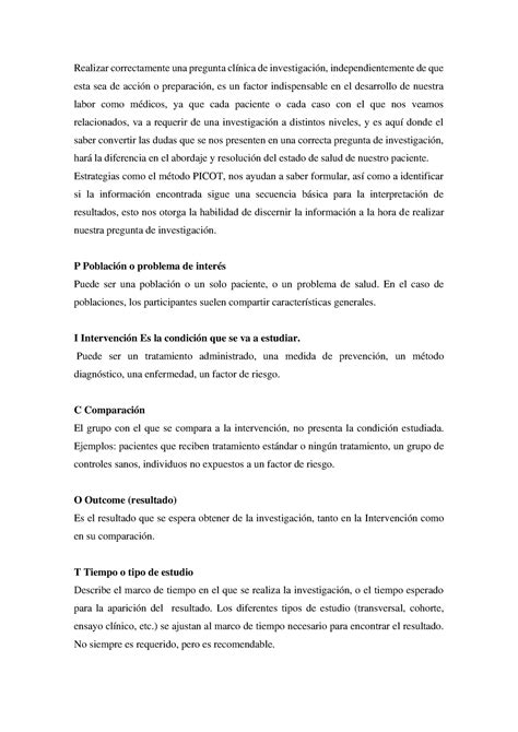 pregunta de investigación Realizar correctamente una pregunta clínica de investigación Studocu