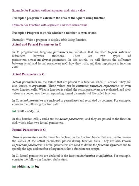 Unit No 1 User Defined Functions and Pointer | PDF | Parameter (Computer Programming ...
