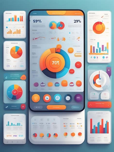 Premium Ai Image Mobile App Infographic Template With Modern Design Weekly And Annual