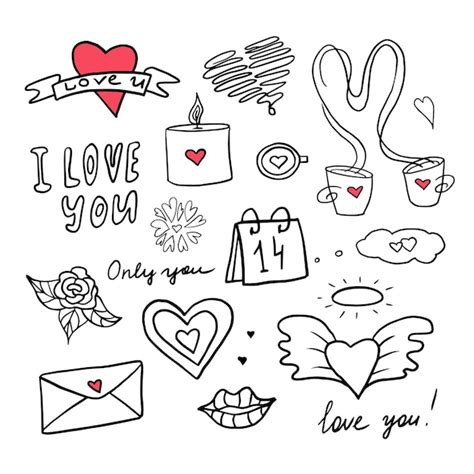 Premium Vector Cute Set Of Vector Elements With Hearts Love Letters