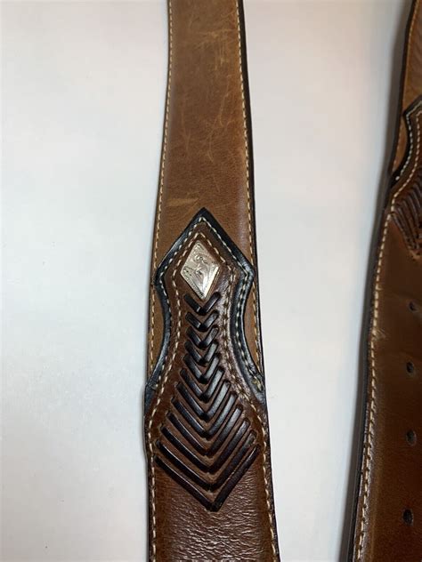 Nocona Western Mens Belt Leather Top Hand Laced Conch Gem