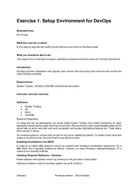 Exp 1 5 Dev Ops Devops Exercise 1 Setup Environment For Devops Estimated Time 90 Minutes