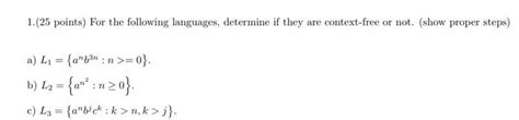 Solved 125 Points For The Following Languages Determine