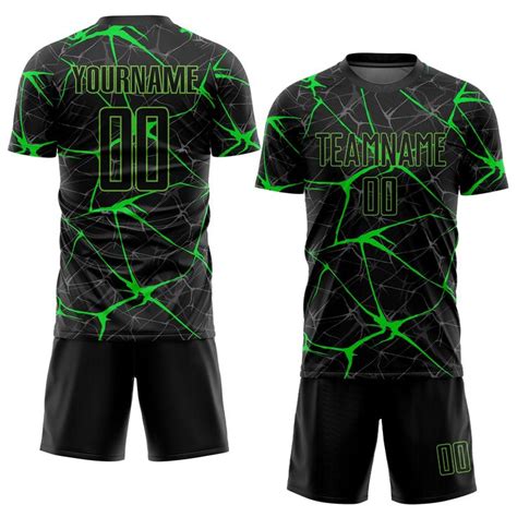 Custom Black Neon Green Sublimation Soccer Uniform Jersey Soccer