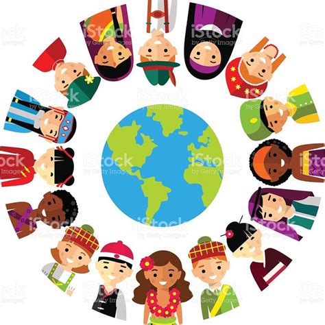 Set Of International People In Traditional Costumes Around The World