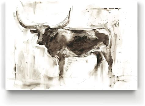 AEFER Canvas Animal Wall Art Home Paintings & Prints Vintage Longhorn ...