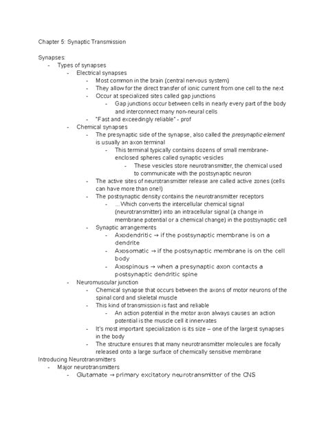 Chapter Synaptic Transmission Chapter Synaptic Transmission